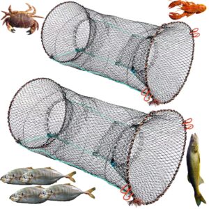 nswdhy fishing bait trap,2 packs crab trap minnow trap crawfish trap lobster shrimp collapsible cast net fishing nets portable folded fishing accessories