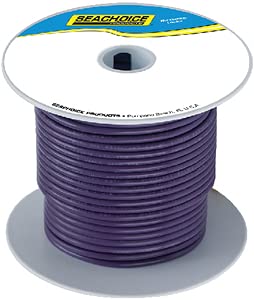 seachoice tinned copper marine wire (color: purple, size: 100', option: 14 awg)