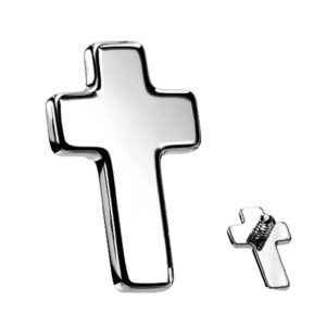 Pierced Owl G23 Implant Grade Titanium Flat Cross Shaped Internally Threaded Dermal Anchor Top (14GA (1.6mm))