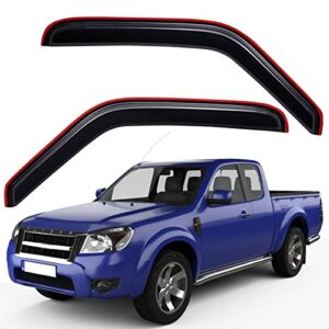 lightronic wv192083 in-channel side window deflectors visor rain guards, dark smoke, 2-pieces set, fits 1993-2011 ford ranger supercab, 1999-2010 mazda b2300/b2500/b3000/b4000 extended cab