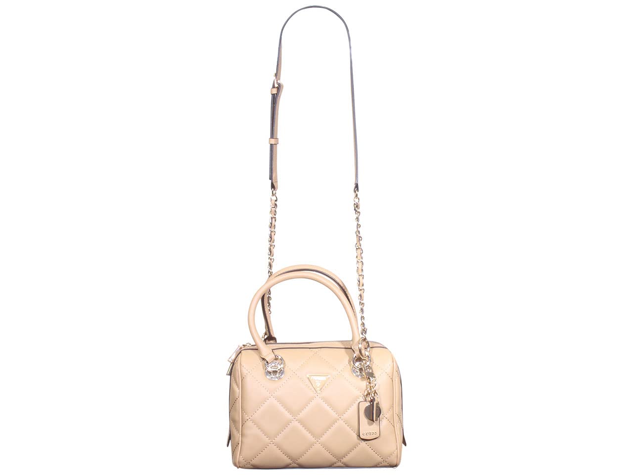 GUESS Cessily Box Satchel Beige One Size