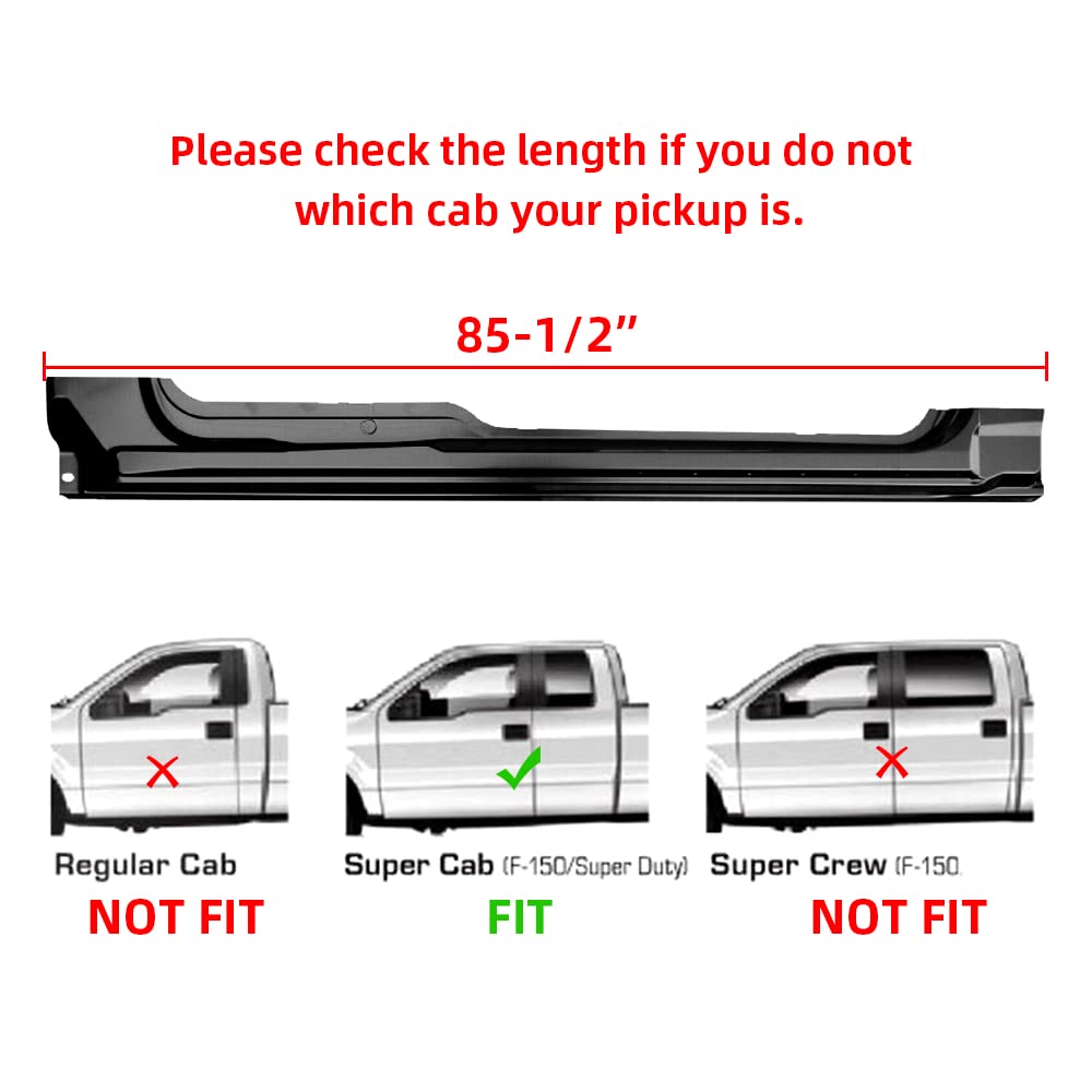 KUAFU Rocker Panel Extended Pair Compatible with 2009-2014 Ford F150 Truck Super Cab