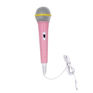 yuhoo wired microphone, wired dynamic microphone 3.5mm jack lightweight no battery for kids singing mechine home wired microphone(pink) free size