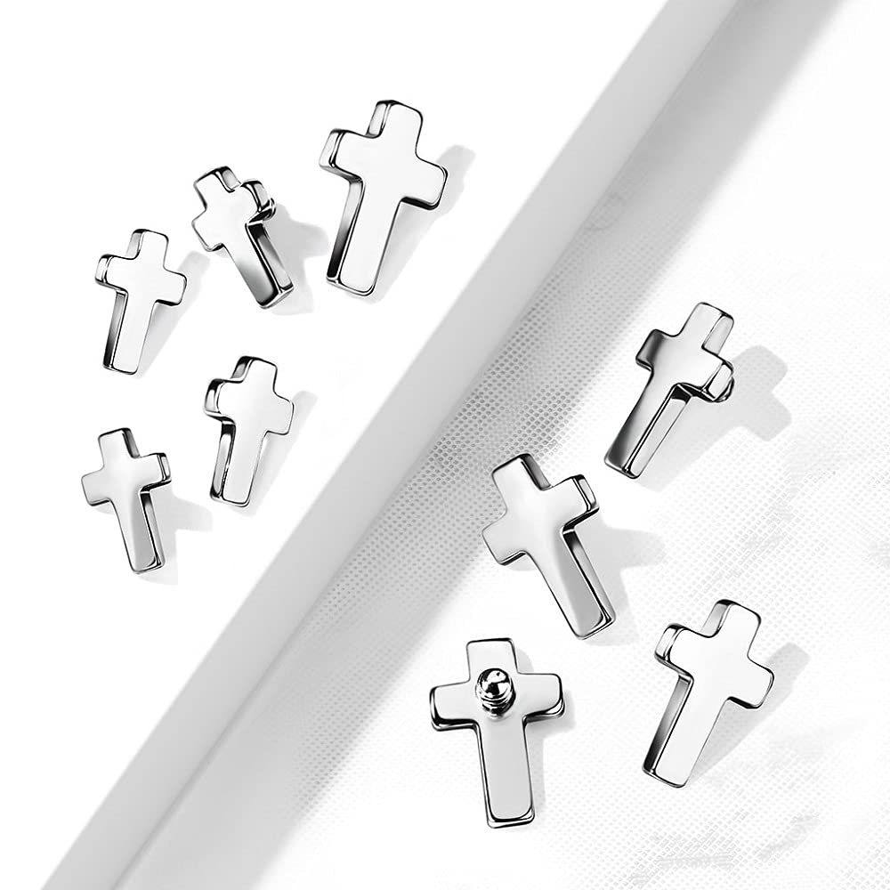 Pierced Owl G23 Implant Grade Titanium Flat Cross Shaped Internally Threaded Dermal Anchor Top (14GA (1.6mm))