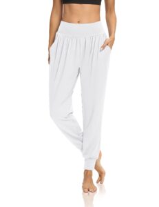 dibaolong womens yoga joggers loose workout sweat pants comfy lounge pants with pockets white l