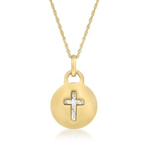 ross-simons italian 14kt 2-tone gold diamond-cut cross pendant necklace. 18 inches