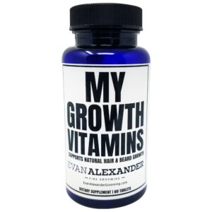 evan alexander grooming my growth vitamins - 60 tablets - supports natural hair and beard growth - nourish hair and beard hair with zinc, biotin and collagen - beard growth vitamins