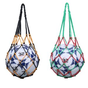 eastygold basketball net bag football soccer mesh storage sports ball holder organiser nylon carry bag durable single ball carrier 2 pack black green fit ball 3 4 5