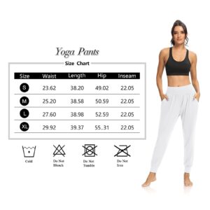 DIBAOLONG Womens Yoga Joggers Loose Workout Sweat Pants Comfy Lounge Pants with Pockets White L