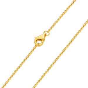 MRENITE Solid 18k Yellow Gold 1.3mm Round Rolo Cable Chain Necklace Gold Chain Necklaces Collection Lobster Clasp for Women 20"