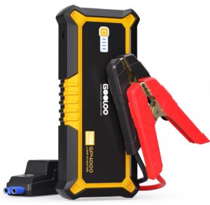 gooloo gp4000 jump starter 4000a peak car starter (all gas,up to 10.0l diesel engine) supersafe 12v lithium jump box,auto battery booster pack,portable power bank with usb quick charge and type c port