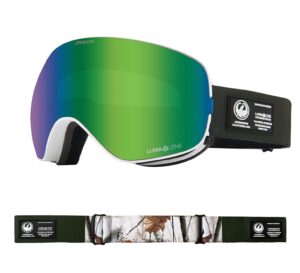 dragon alliance x2s smaller fit alpine camo/lumalens green ion snow goggles