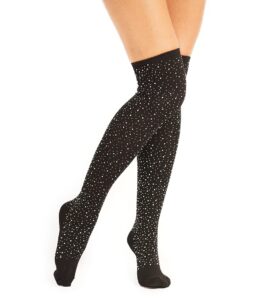 over knee socks women's sparkle rhinestone stocking long casual socks glitter high boot socks black