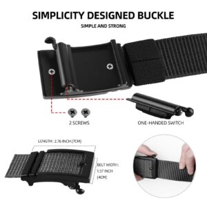 WIMSSERT Cropable Casual Ratchet Nylon Belts for Men,Women with Automatic Buckle,24"-39",Black