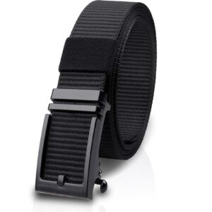 wimssert cropable casual ratchet nylon belts for men,women with automatic buckle,24"-39",black