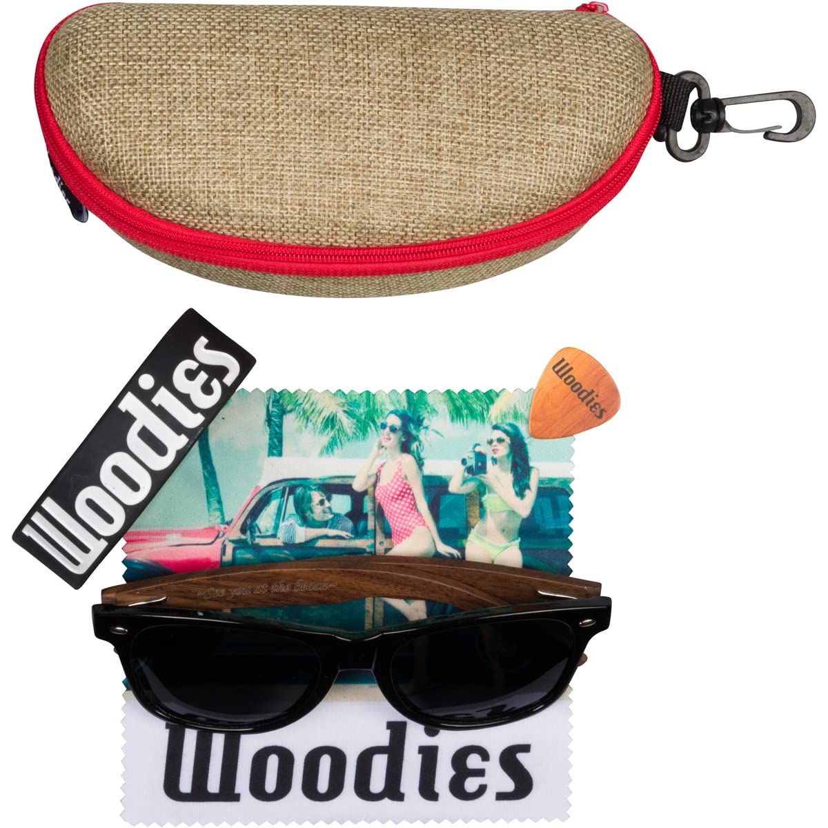 Woodies Six Wood Sunglasses Bulk All Walnut Wood Black Polarized Lenses 100% UVA/UVB Ray Protection