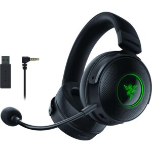 razer kraken v3 pro wireless gaming headset with haptic technology, thx spatial audio, 50mm titanium drivers, hybrid memory foam cushions