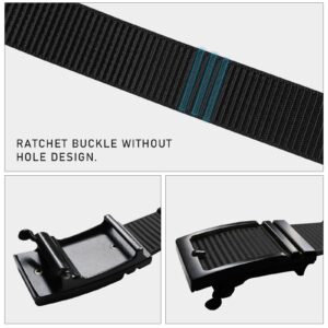 WIMSSERT Cropable Casual Ratchet Nylon Belts for Men,Women with Automatic Buckle,24"-39",Black