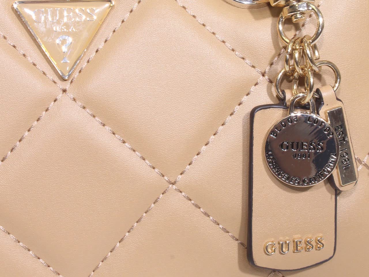 GUESS Cessily Box Satchel Beige One Size