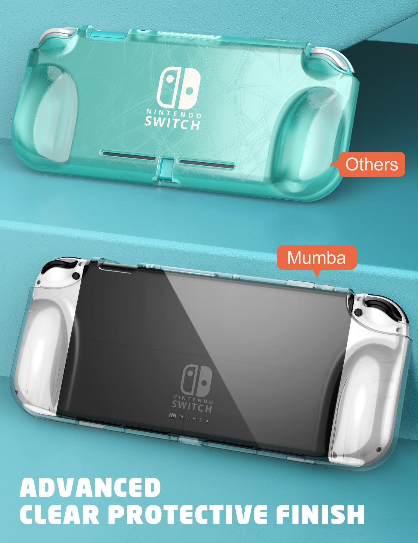 Mumba Case for Nintendo Switch OLED 2021, [Thunderbolt Series] Protective Clear Cover with TPU Grip Compatible with Nintendo New Switch OLED 7 Inch Console and Joy-Con Controller (Clear)