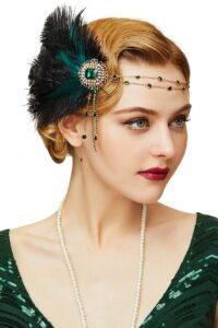 babeyond 1920s flapper gatsby headband roaring 20's party headpiece (green)