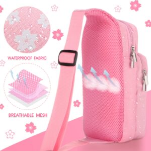 Weewooday Carrying Case Compatible with Nintendo Switch, Switch Lite, Switch Accessories, Cute Pink Case Shoulder Bag Sakura Portable Shoulder Crossbody Sling Carrying Storage Bag, 2 Pcs