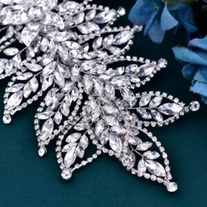 ULAPAN Wedding Headband Rhinestone Bridal Headpieces for Women and Girls Hair Accessories Bride (Silver)