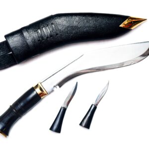 Genuine 10 Inch Service Issue Kukri /Khukuri Knife, Hand forged 10 Inch Blade, Kukri Knife/ twin Blades, Single Fuller, Sharp knife, World War II kukri, Black Leather Sheath, Horn handle, Handmade Khukri