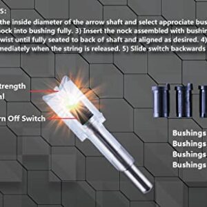 DEEPOWER Crossbow Lighted Nock with ON/Off Switch 4 Pack with .285”/.297”/.300”/.305” Bushings LED Nock Universal Fit for Bolts (Strobe)