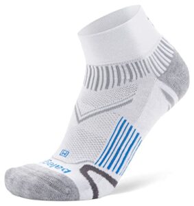 balega enduro arch support performance quarter athletic running socks for men and women (1 pair), white, large