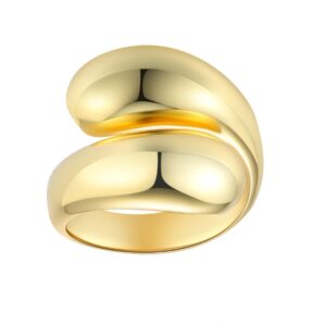 lemon grass pl wrap ring | bold bypass statement ring | thick dome ajustable open ring in 18k gold plated sterling silver