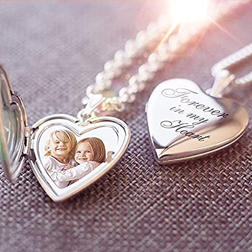 Custom Necklace Personalized Heart Locket Necklace That Holds Pictures Customized Add Your Photo Text for Women Kids Grandma Mothers or Lover Present