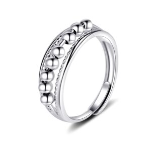 tikcauz 925 sterling silver fidget ring for anxiety for women stacking spinning ring adjustble fidgit spinner rings for anxiety for women men