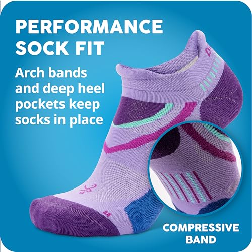 Balega Ultraglide Cushioning Performance No Show Athletic Running Socks for Men and Women (1 Pair), Lavender/Charged Purple, Medium