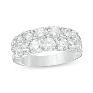 4 cttw diamond double row anniversary ring in 10k white gold (4 cttw, j-i2) diamond wedding engagement ring