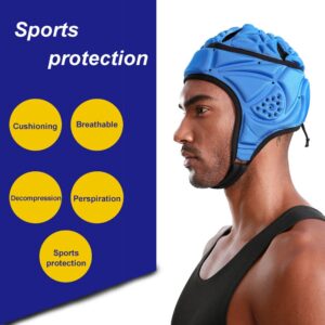 Ochine Soft Helmet Rugby Headgear Football Headguards Soft Padded Headgear Soft Shell Head Protector Goalkeeper Adjustable Soccer Goalie Helmet Support Rugby Flag Football Helmet Youth Adults