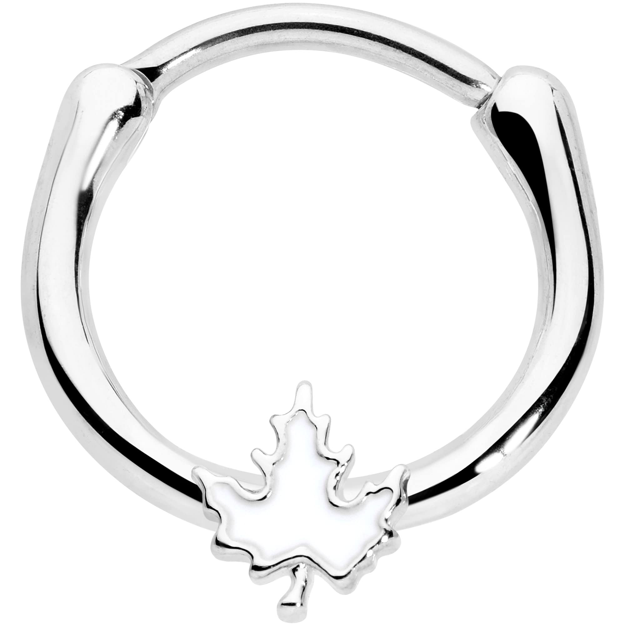 Body Candy Womens 16G Stainless Steel Septum Jewelry White Maple Leaf Daith Tragus Cartilage Clicker 3/8"