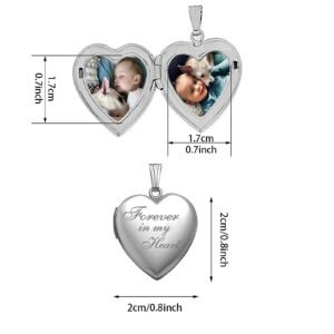 Custom Necklace Personalized Heart Locket Necklace That Holds Pictures Customized Add Your Photo Text for Women Kids Grandma Mothers or Lover Present