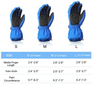 Century Star Kids Gloves Waterproof Boys Girls Ski Gloves Kids Snow Gloves for Toddlers Warm Winter Gloves for Kids Black L (10-12 Years)