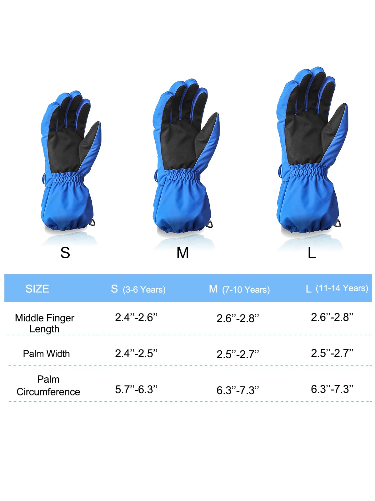 Century Star Kids Gloves Waterproof Boys Girls Ski Gloves Kids Snow Gloves for Toddlers Warm Winter Gloves for Kids Black L (10-12 Years)