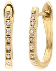 diseno diamond earrings in 10k yellow gold huggie hoop earrings with natural diamonds 0.04 carat (f-g color, si1-si2 clarity) fine jewelry for women ideal gifts for birthday, wedding