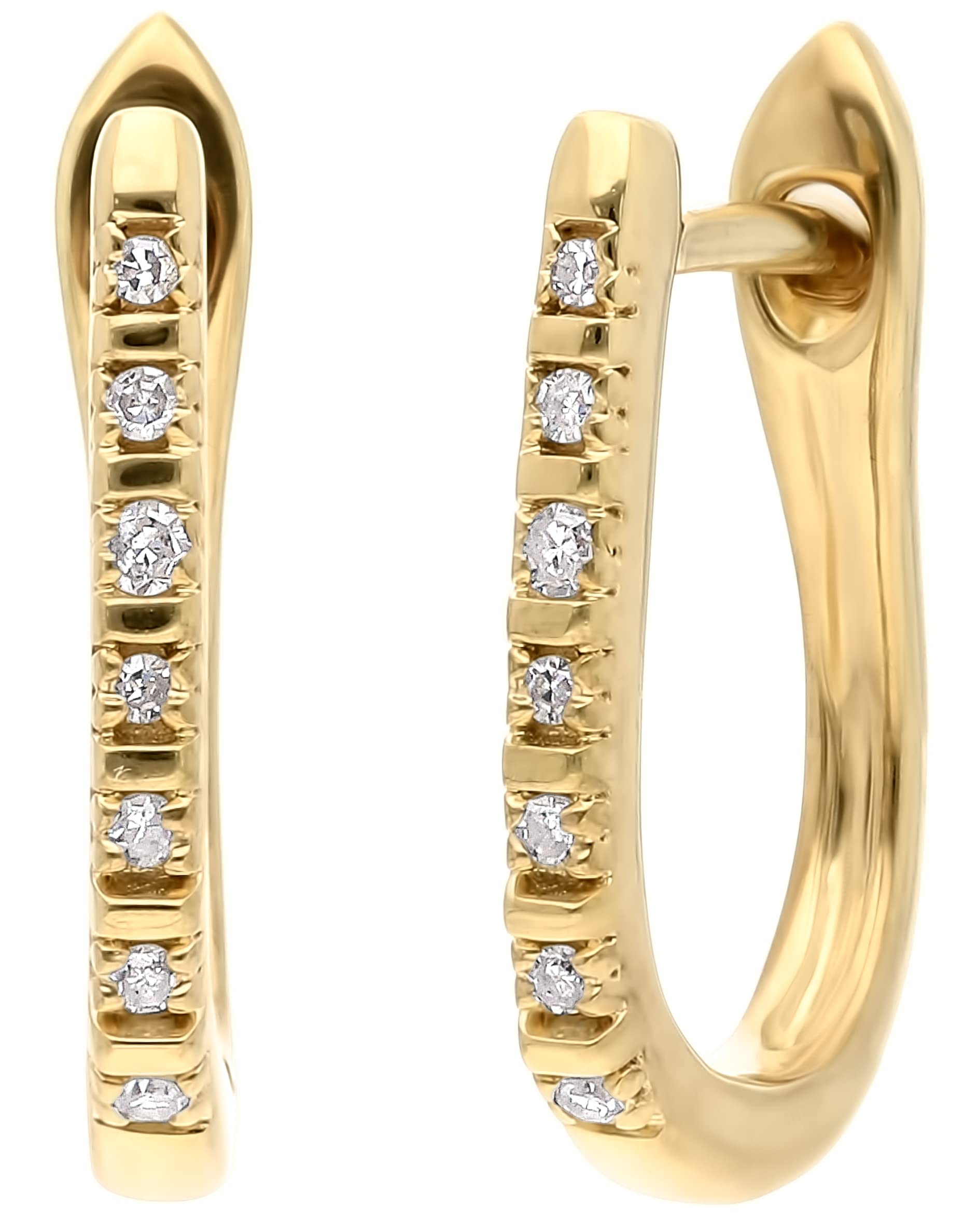 DISENO Diamond Earrings in 10k Yellow Gold Huggie Hoop Earrings with Natural Diamonds 0.04 Carat (F-G Color, SI1-SI2 Clarity) Fine Jewelry for Women Ideal Gifts for Birthday, Wedding