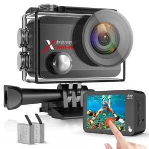 camparkcamera waterproof action camera 4k 60fps 20mp underwater camera camcorder 40m 170 ° wide angle camera with touch screen stabilizer 2 rechargeable 1350 batteries and accessories kit