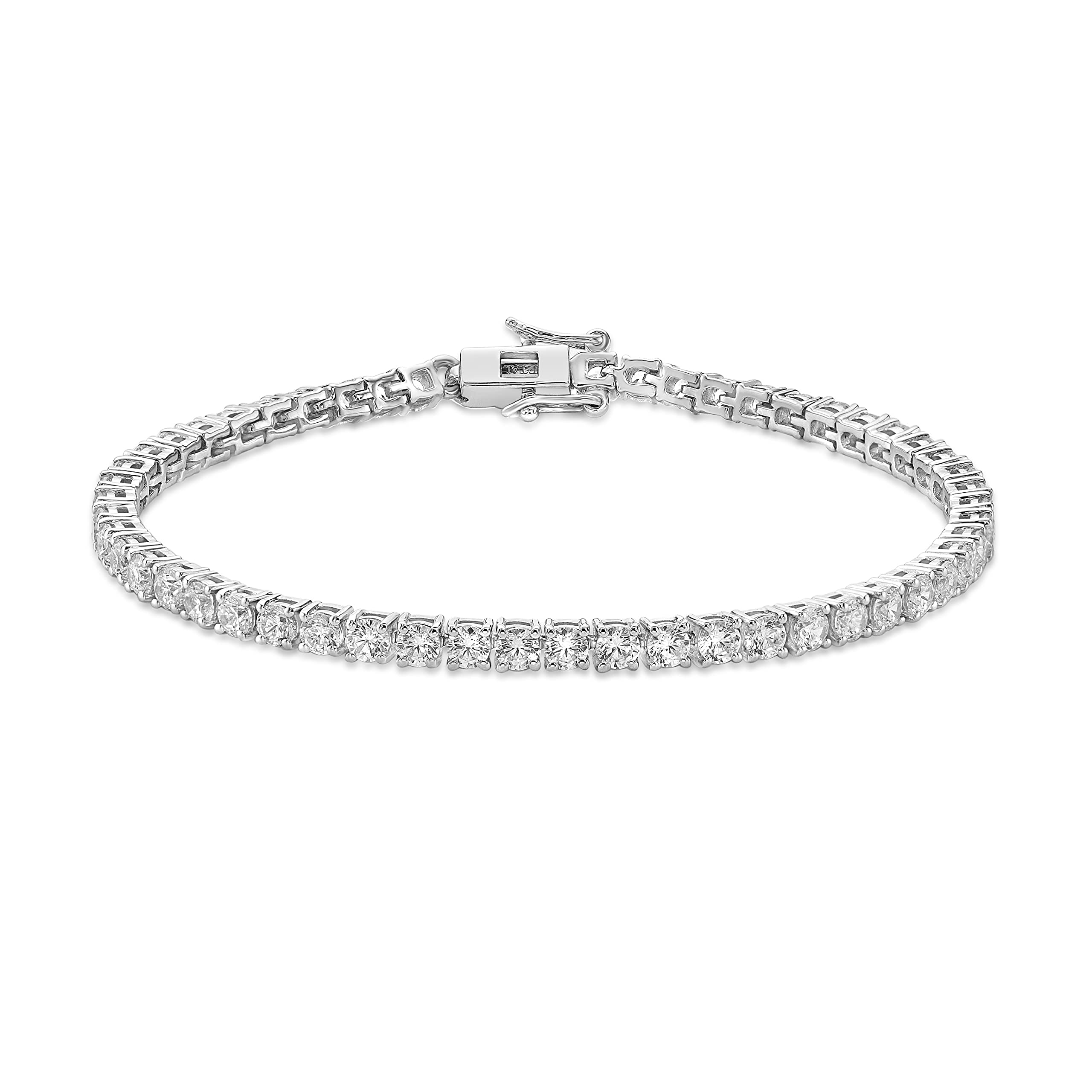 Lavari Jewelers 6 Carat Lab Grown Diamond Tennis Bracelet for Women - 925 Sterling Silver 7.25 Inches Long Bracelet (G-H, VS2-SI1, 6 cttw) Box with Tongue and Safety Clasp