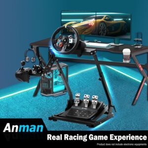 Anman G25 Racing Steering Wheel Cockpit Pro Gear Shifter Mount Fit for Logitech G27 G29,Fanatec,Thrustmaster T150 T150 pro,Adjustable Height & Angle,Racing Simulator Cockpit Foldable,No Pedal and stee