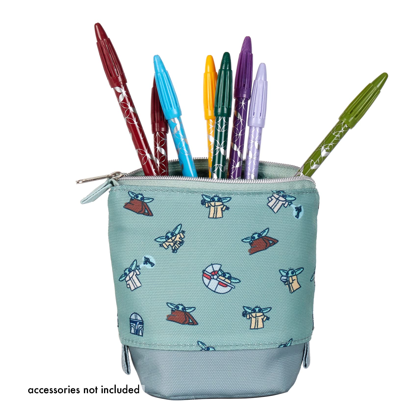 Stand Up Pencil Pouch - Star Wars Grogu. Zip up Pencil Pouch and Pen Cup in One. Durable Canvas and Metal Zipper. Desk Accessory, Pencil Case, Cosmetic Brush Holder by Erin Condren.