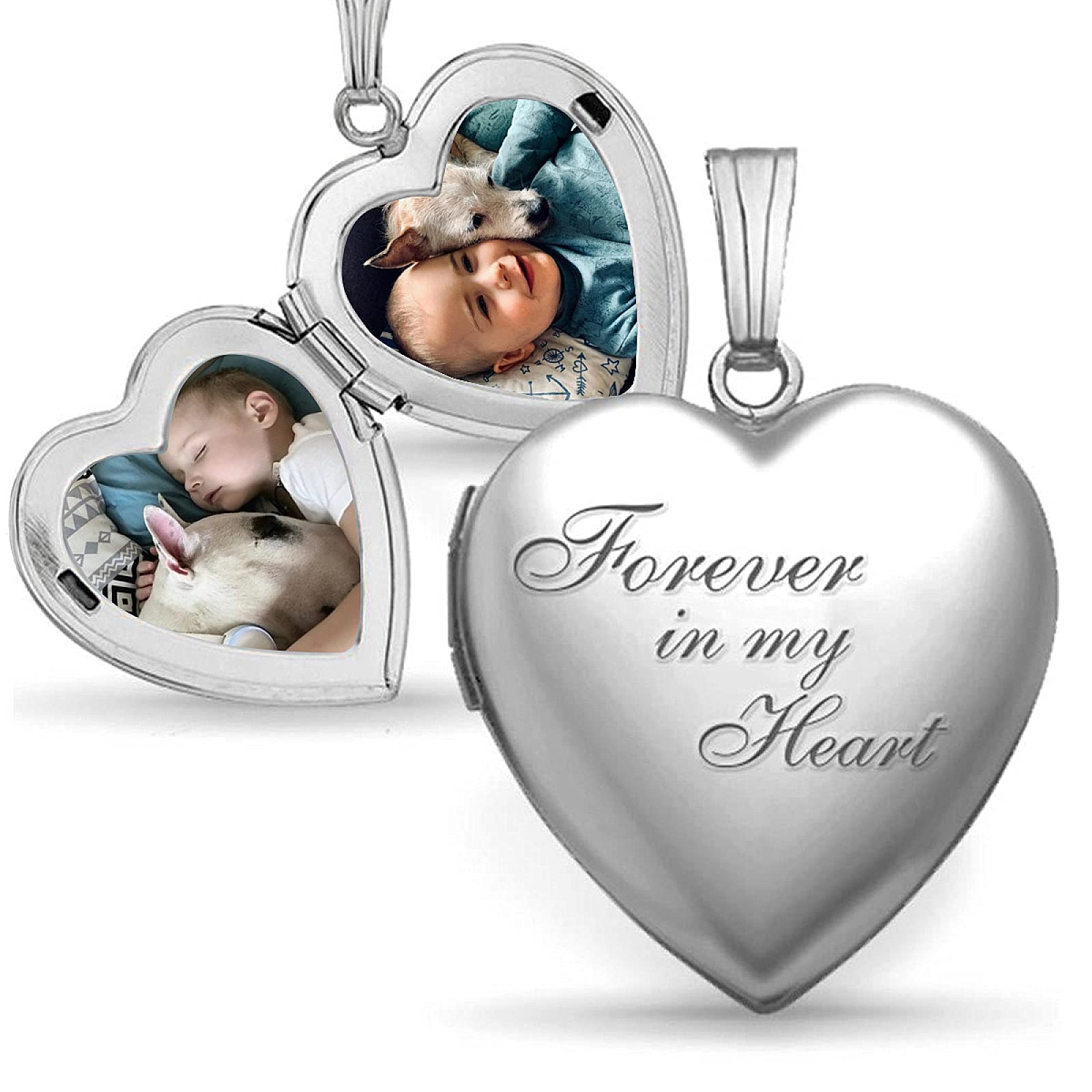 Custom Necklace Personalized Heart Locket Necklace That Holds Pictures Customized Add Your Photo Text for Women Kids Grandma Mothers or Lover Present