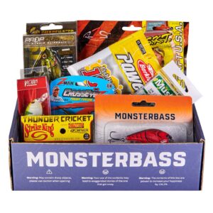 monsterbass topwater bass fishing kit packed with 6-8 of the best topwater baits! brand name frogs, baits & lures to help you catch more fish!