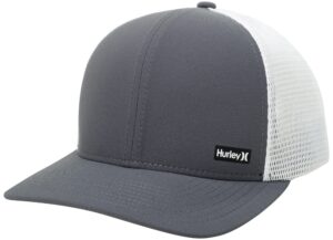 hurley men's caps - h2o-dri league baseball caps for men with snapback closure - classic mens trucker hats (s-xl), grey/white