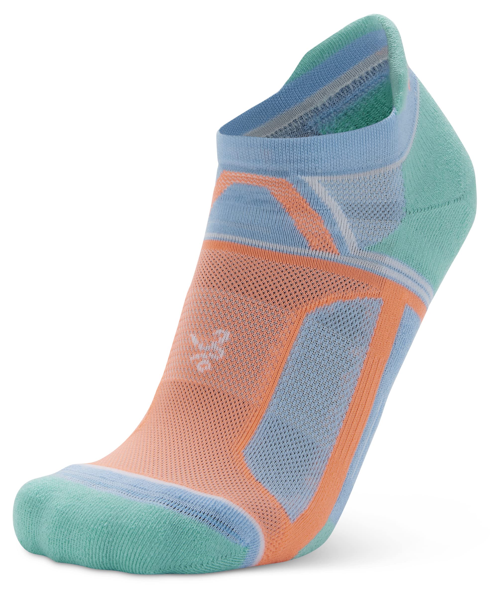 Balega Hidden Contour Upcycled Impact Resistance / Cushioning Performance No Show Athletic Running Socks for Men and Women (1 Pair) Aqua/Peach, Small